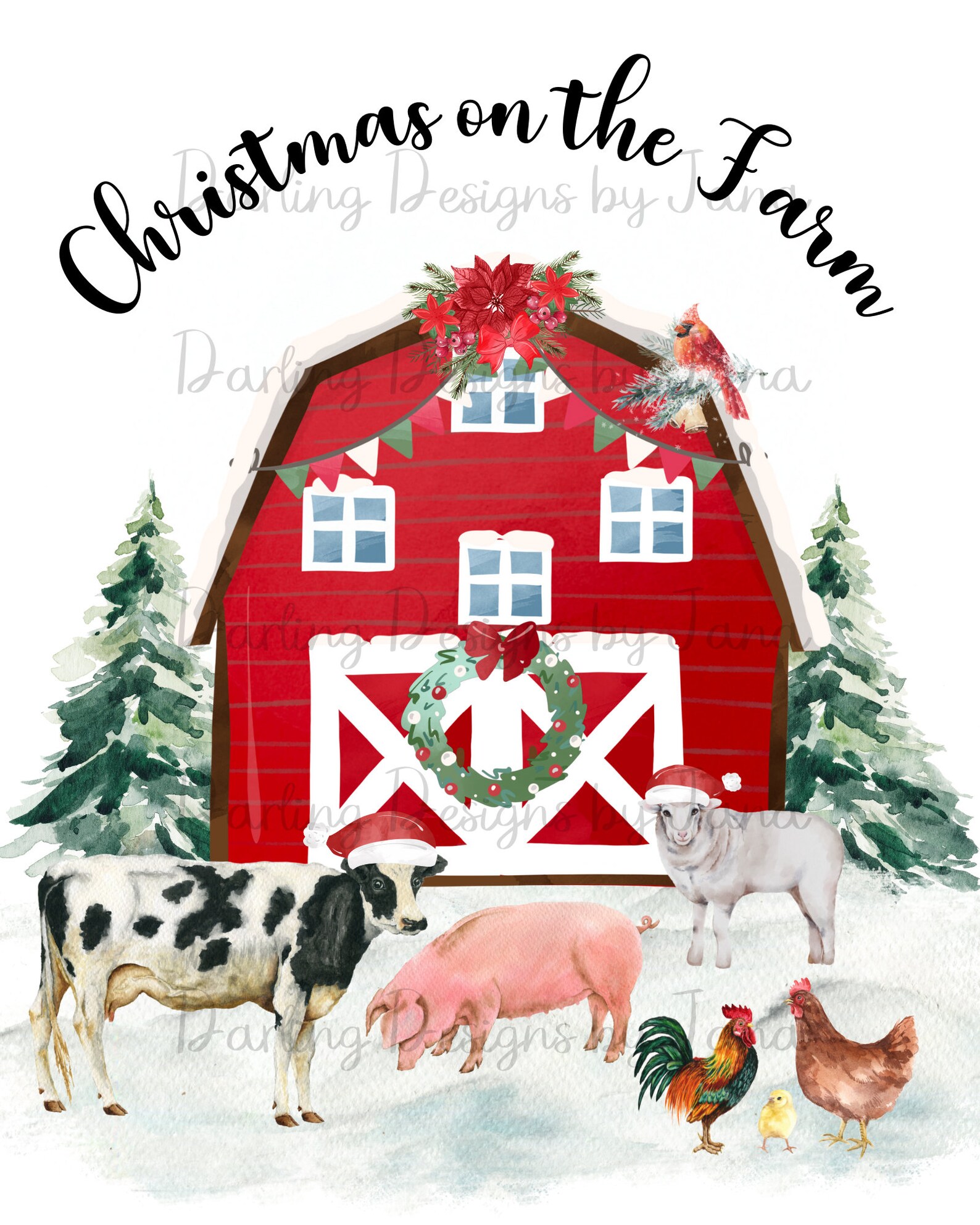 Christmas on the Farm PNG & JPG Printable Instant Digital - Etsy