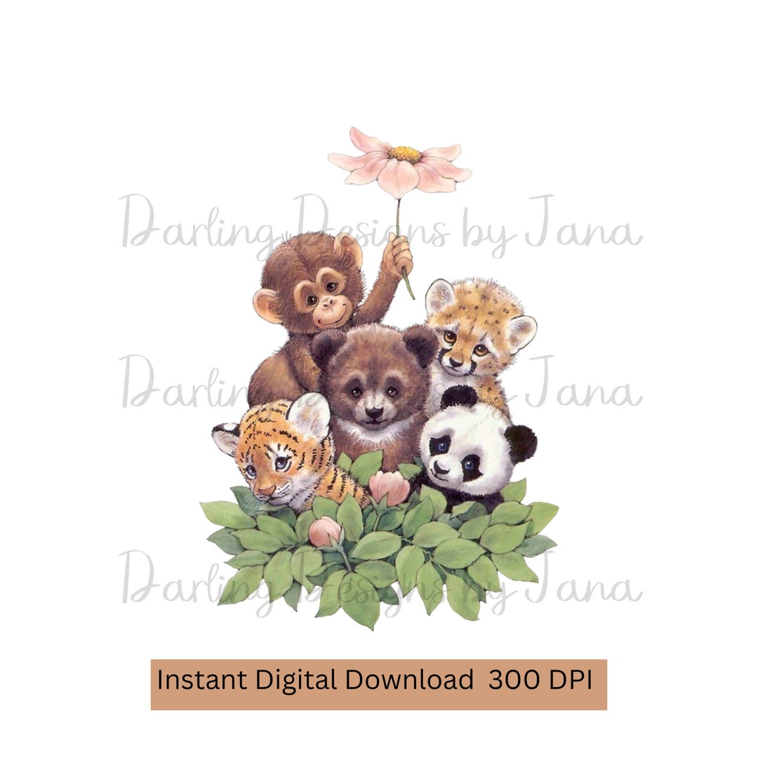 Cute Baby Safari/jungle Animals PNG Without Words Instant - Etsy