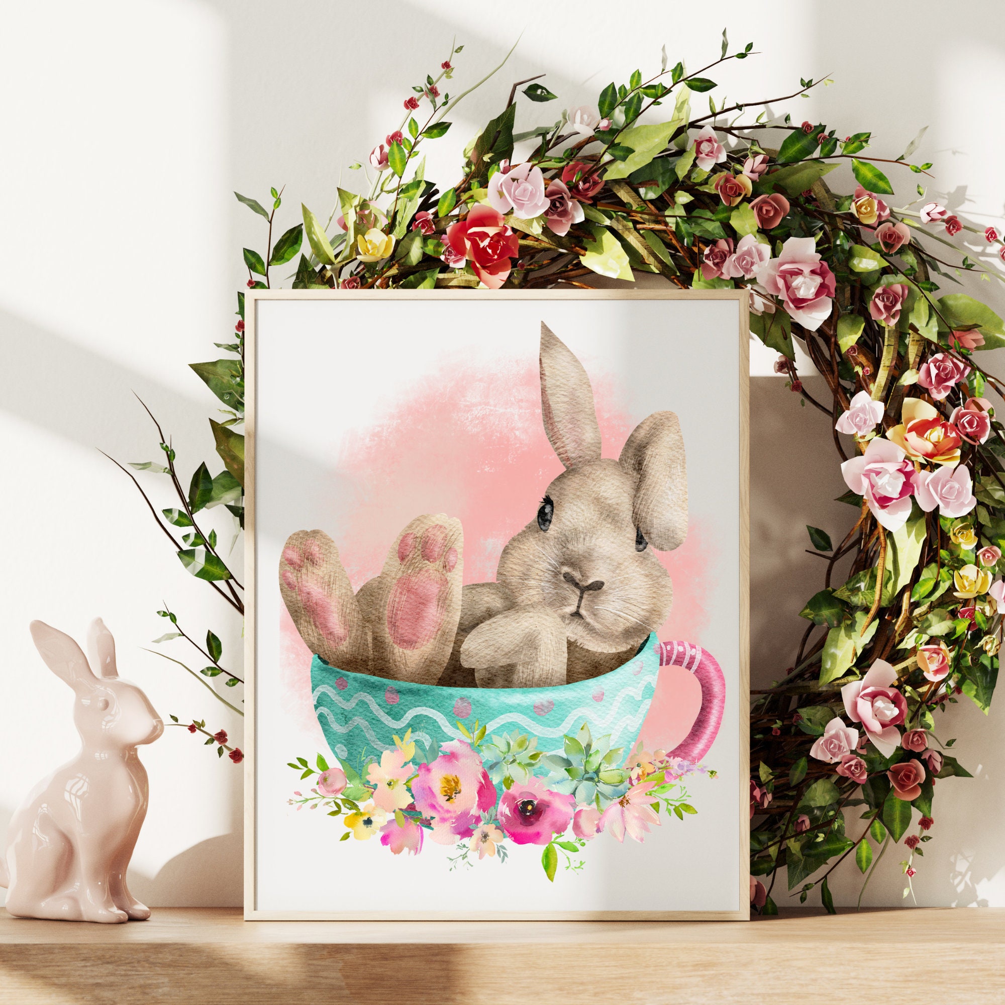 Bunny in a Teacup PNG, Easter Printable, Template for Sublimation ...