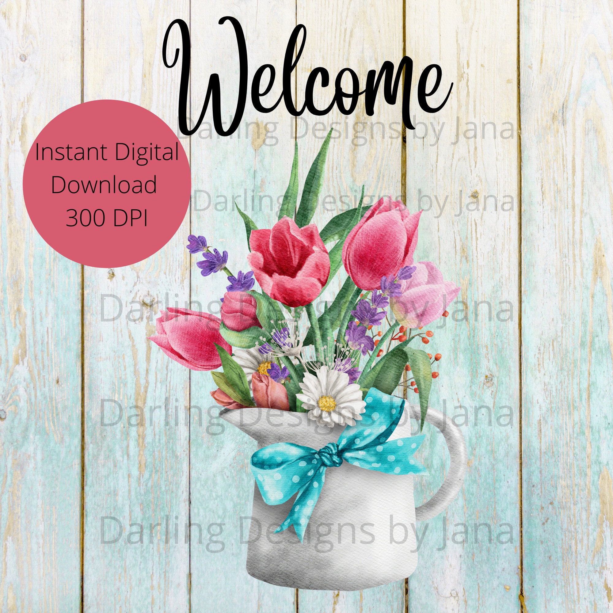 Welcome Spring Flowers JPG and PNG Printable Spring - Etsy
