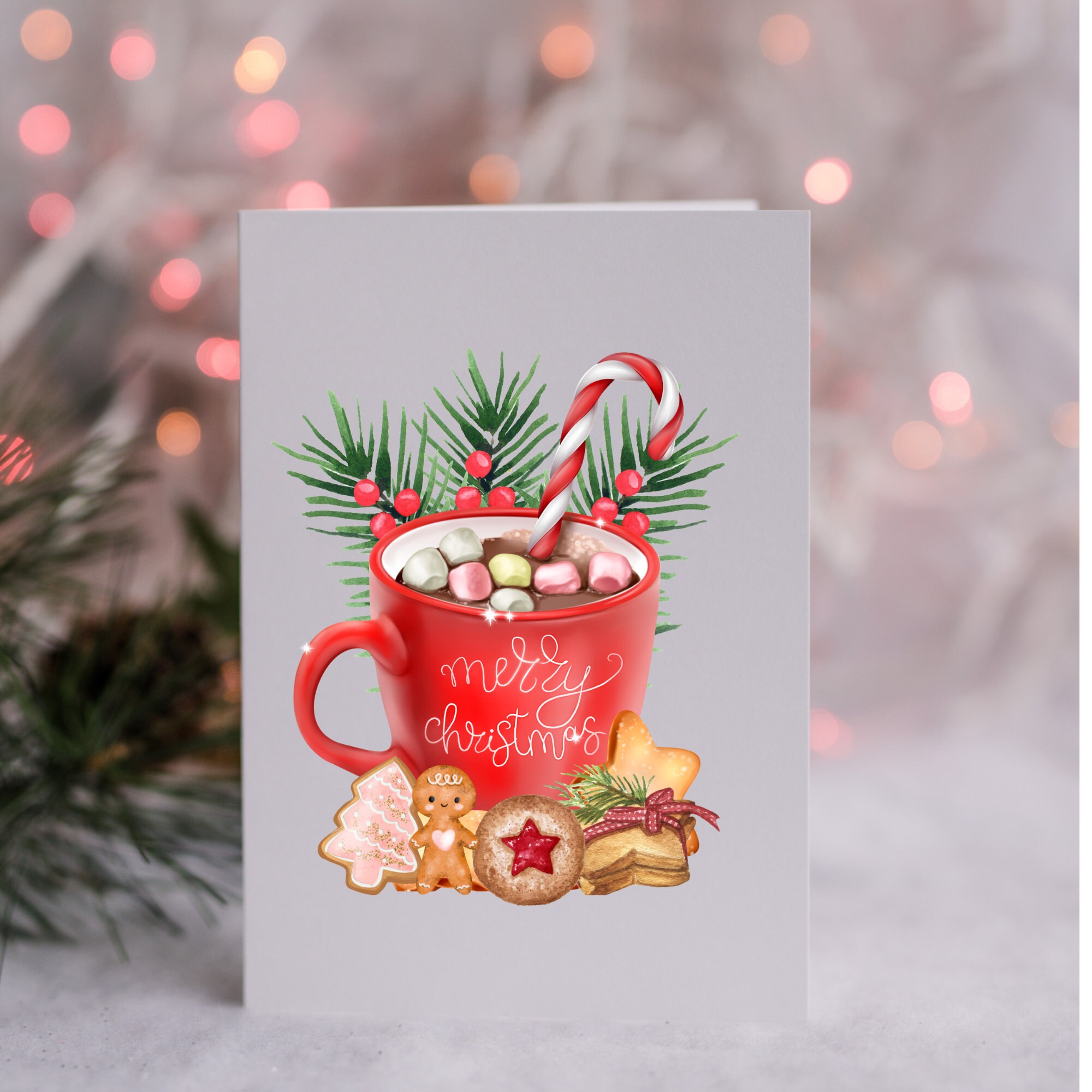 Merry Christmas Hot Cocoa Mug With Cookies PNG, Christmas Printable ...
