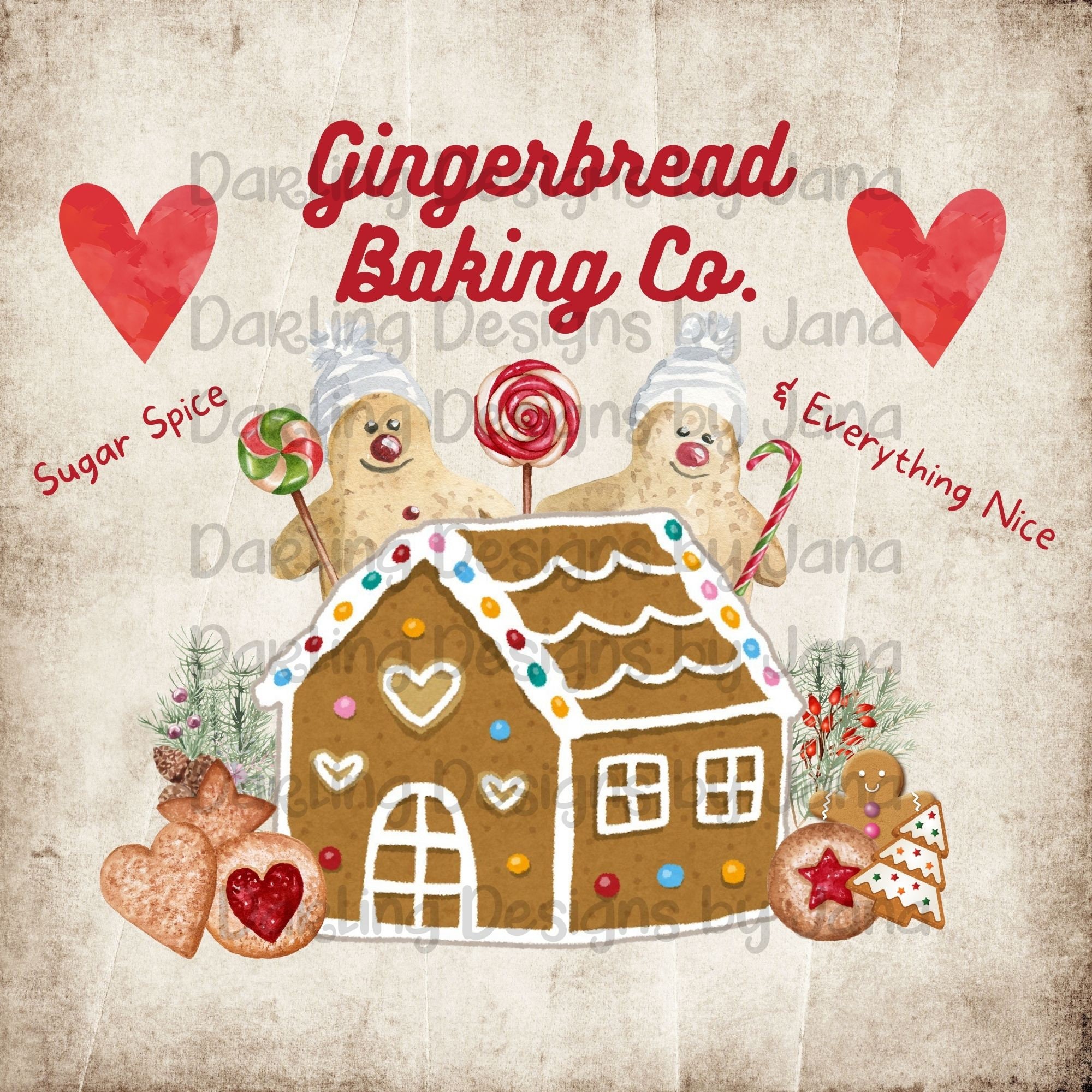Gingerbread Baking Co, Gingerbread House PNG, JPG and PDF Gingerbread ...