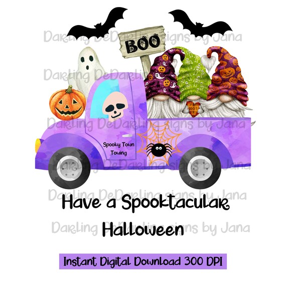 Spooktacular Halloween Gnomes in a Truck PNG Halloween Fall | Etsy