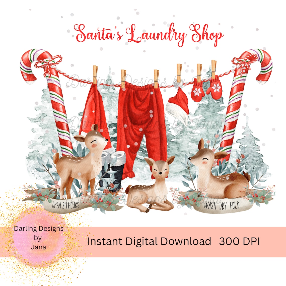 Santa's Laundry Shop PNG, Christmas Printable, Instant Digital Download ...