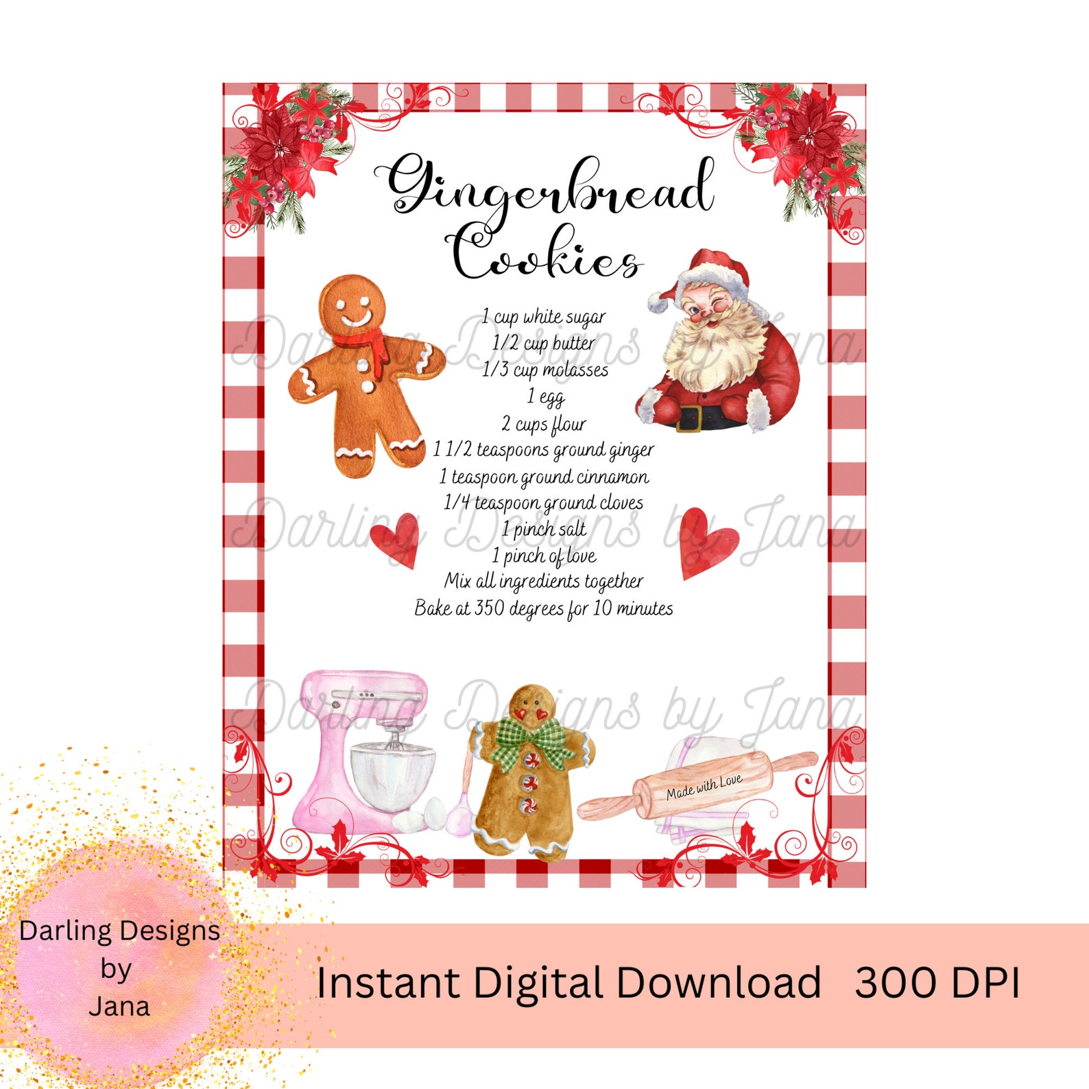 Gingerbread Cookies PNG, JPG, Christmas Printable, Instant Digital ...