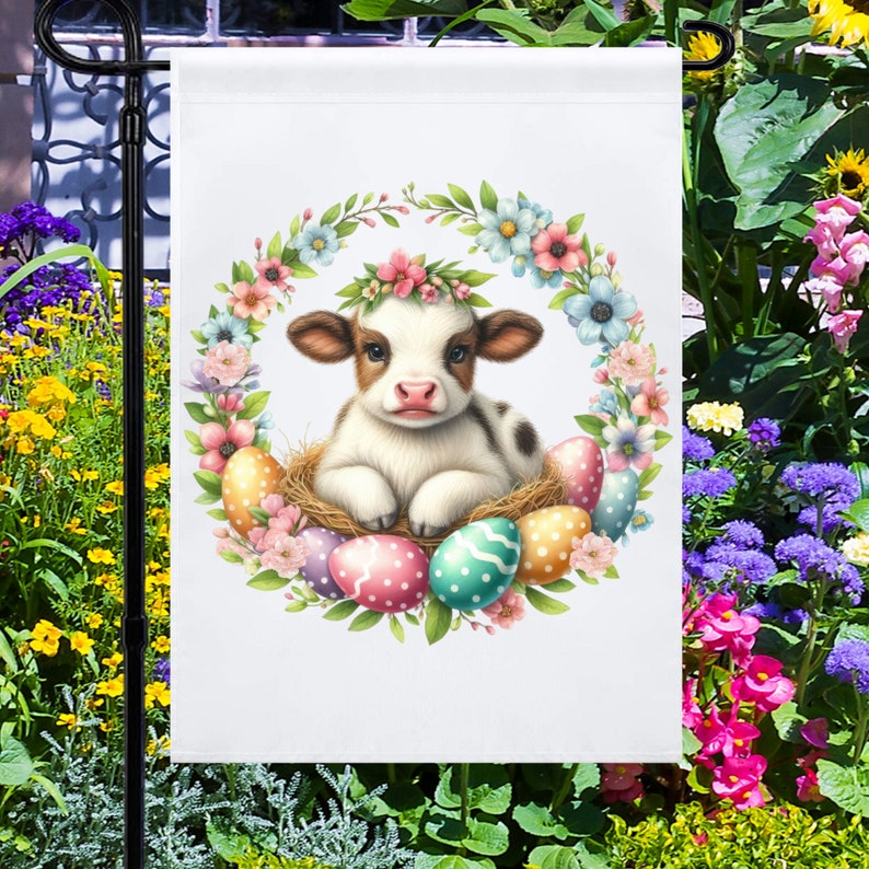 Cute Cow in Easter Wreath PNG, Instant Digital Download, Sublimation ...