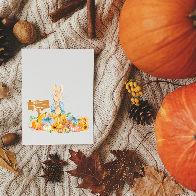 Peter Rabbit Autumn Blessings PNG, Fall Printable, Instant Digital ...