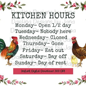 Kitchen Hours PNG and PDF Instant Digital Download Printable - Etsy