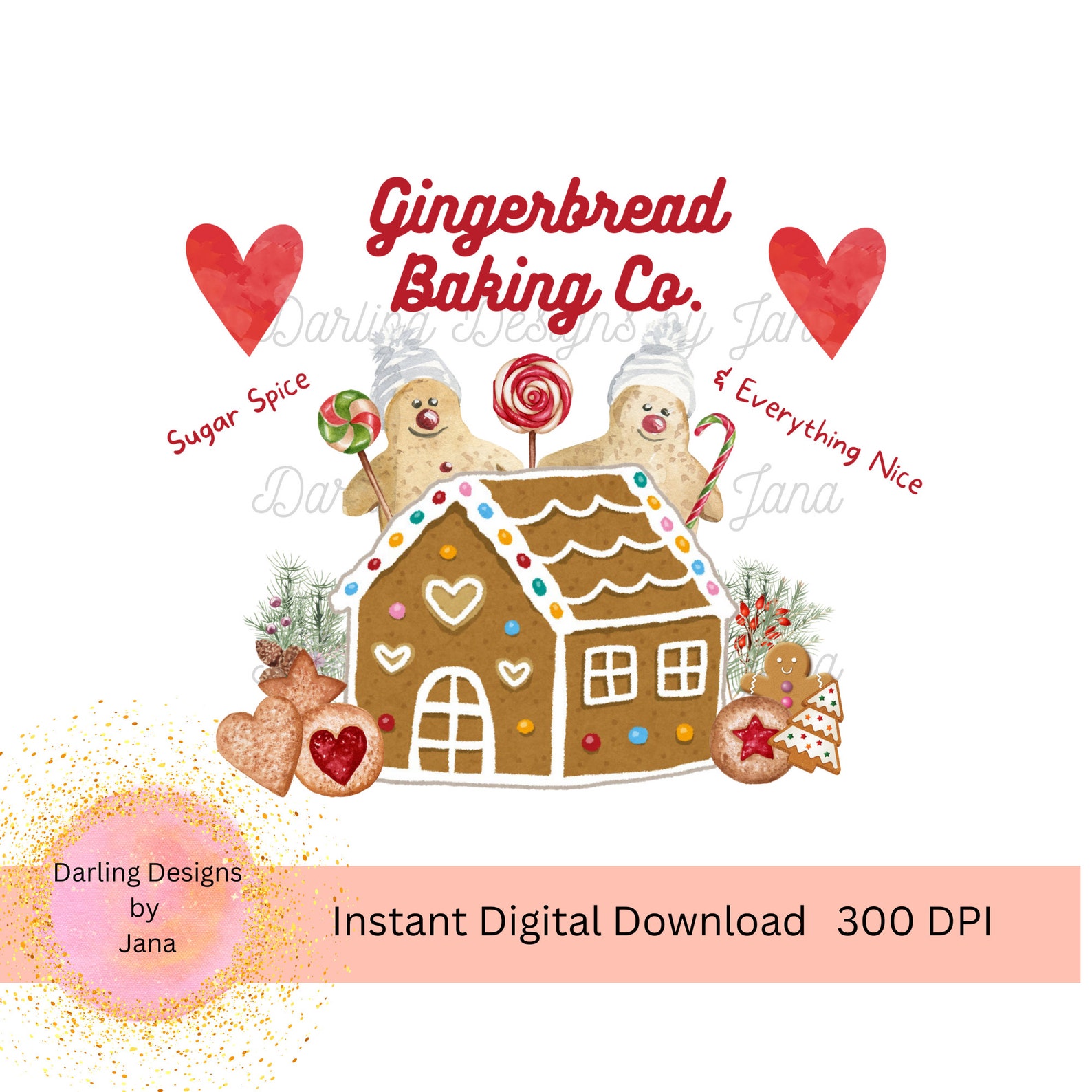 Gingerbread Baking Co, Gingerbread House PNG, JPG and PDF Gingerbread ...