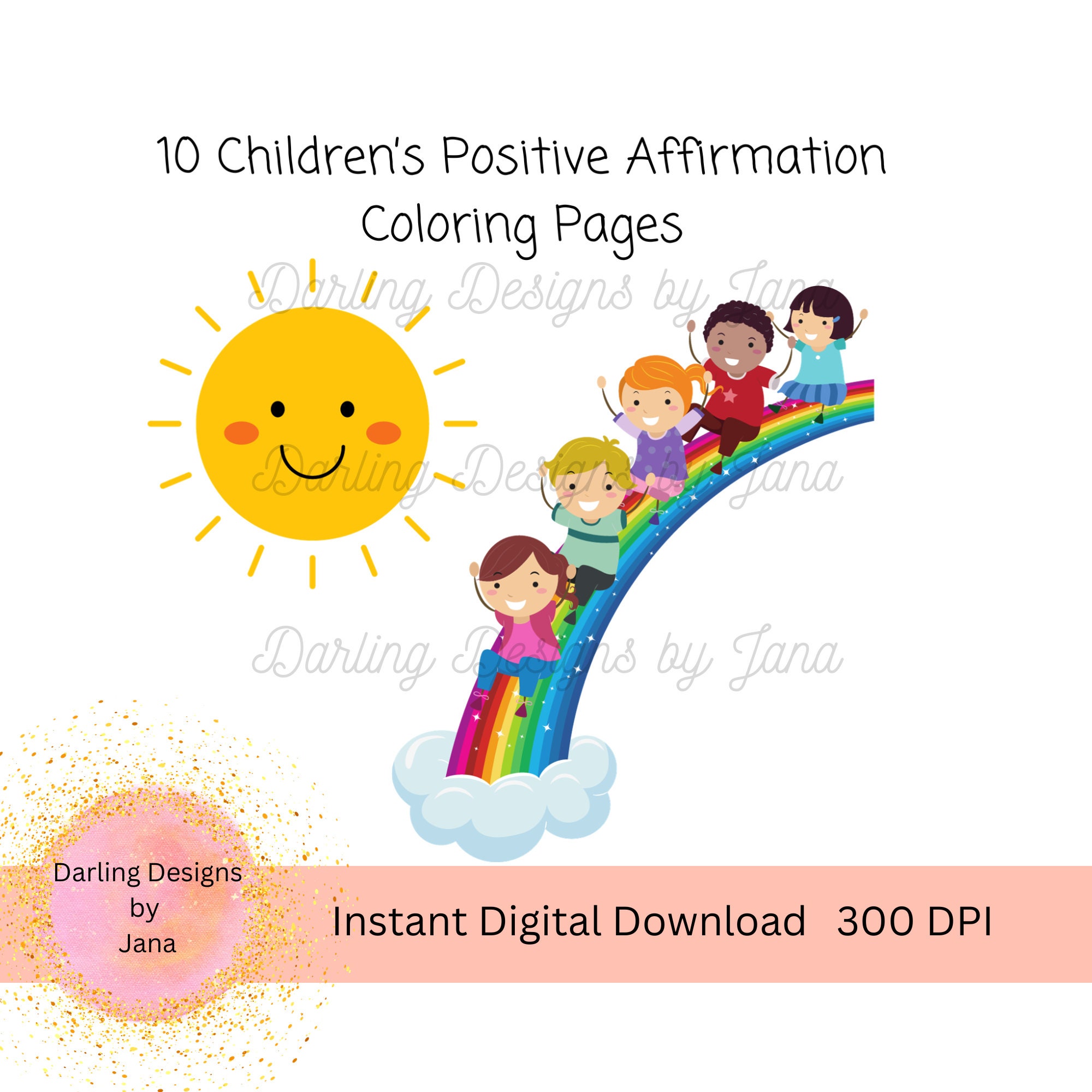 Children's Positive Affirmation Coloring Pages, 10 Printable Pages ...