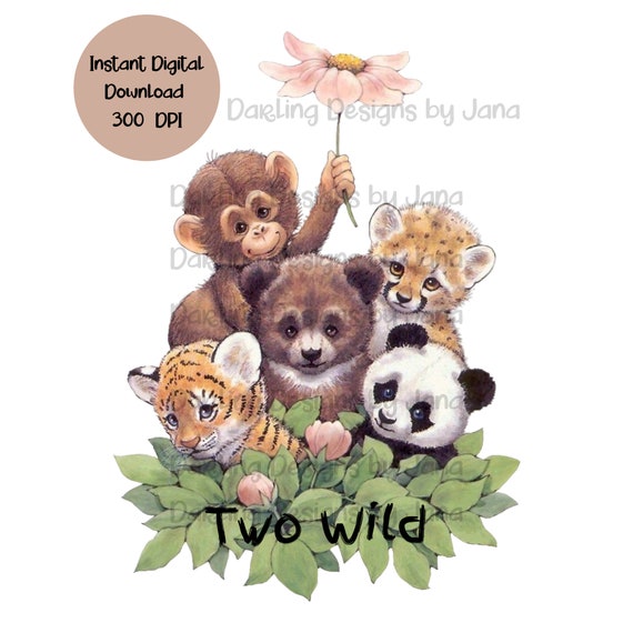 Two Wild Baby Safari Animals PNG Instant Digital Download - Etsy