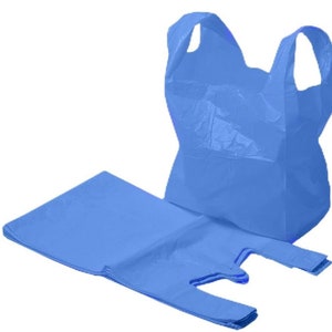 Blue Plastic Vest Carrier Bags 11'' X 17'' X 21'' Durable, Reusable ...