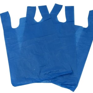 Blue Plastic Vest Carrier Bags 11'' X 17'' X 21'' Durable, Reusable ...