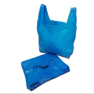 Blue Plastic Vest Carrier Bags 11'' X 17'' X 21'' Durable, Reusable ...