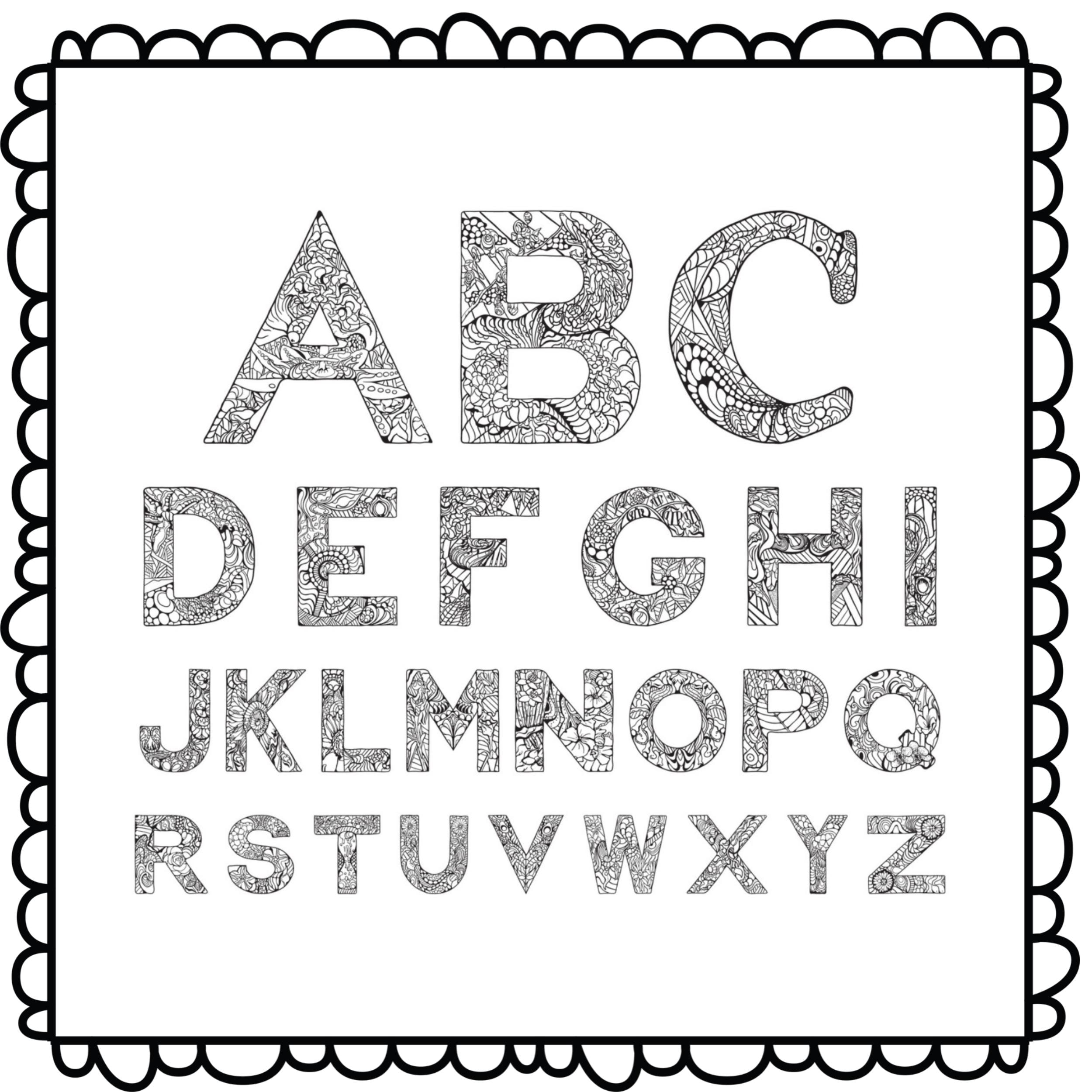 Alphabets Mandala Coloring Page | Mandala Letters Art Design | Alphabet ...