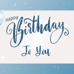 Blue and White Simple Happy Birthday Video - Elegant Personalized Video ...