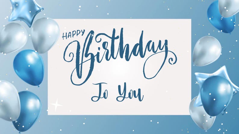 Blue and White Simple Happy Birthday Video - Elegant Personalized Video ...