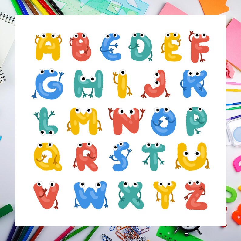 Jelly English Alphabet Clip Art With Cute Hands & Eyes | Fun Kids ...