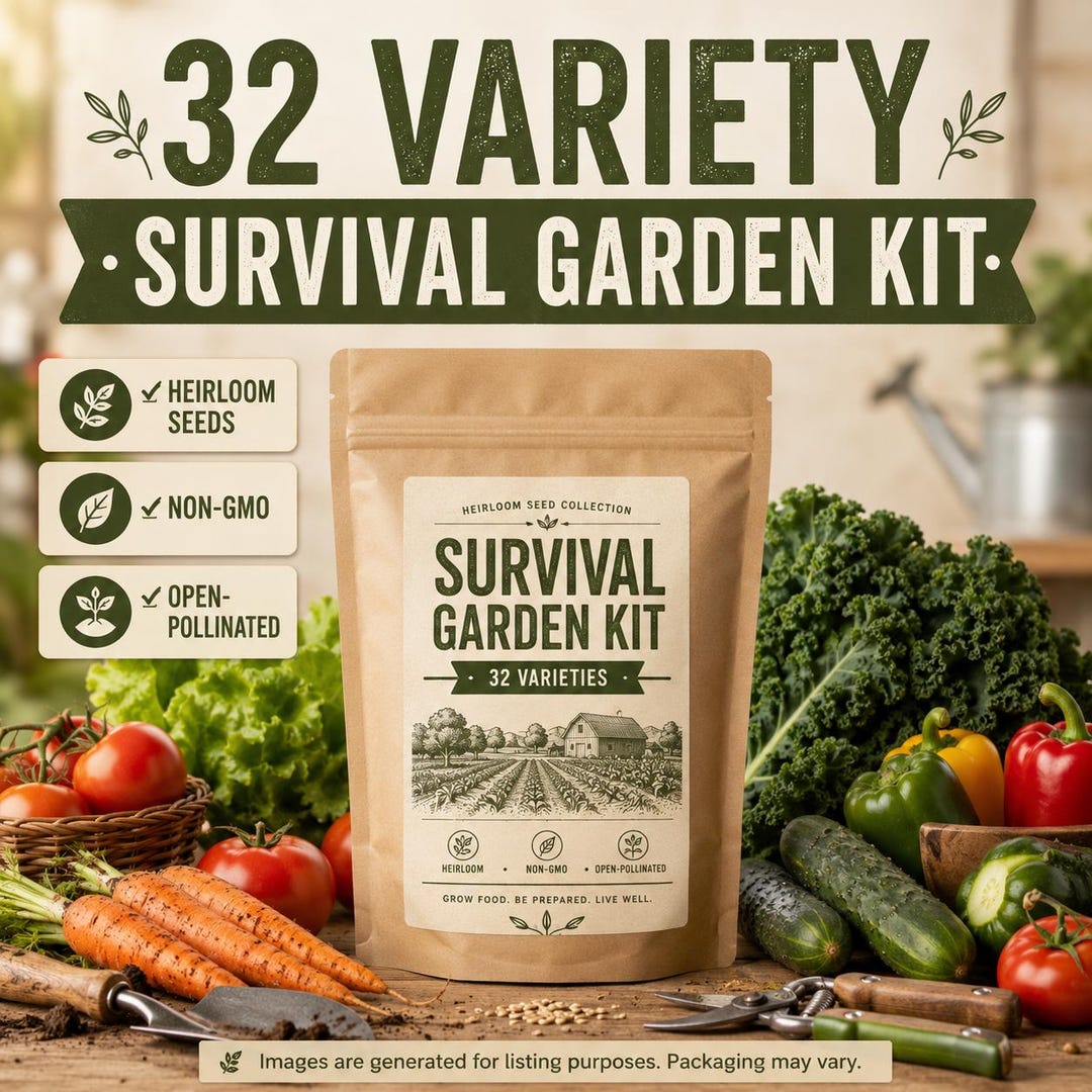 Survival Garden 15,000 Non GMO Heirloom Vegetable Seeds 32 Varieties - Etsy
