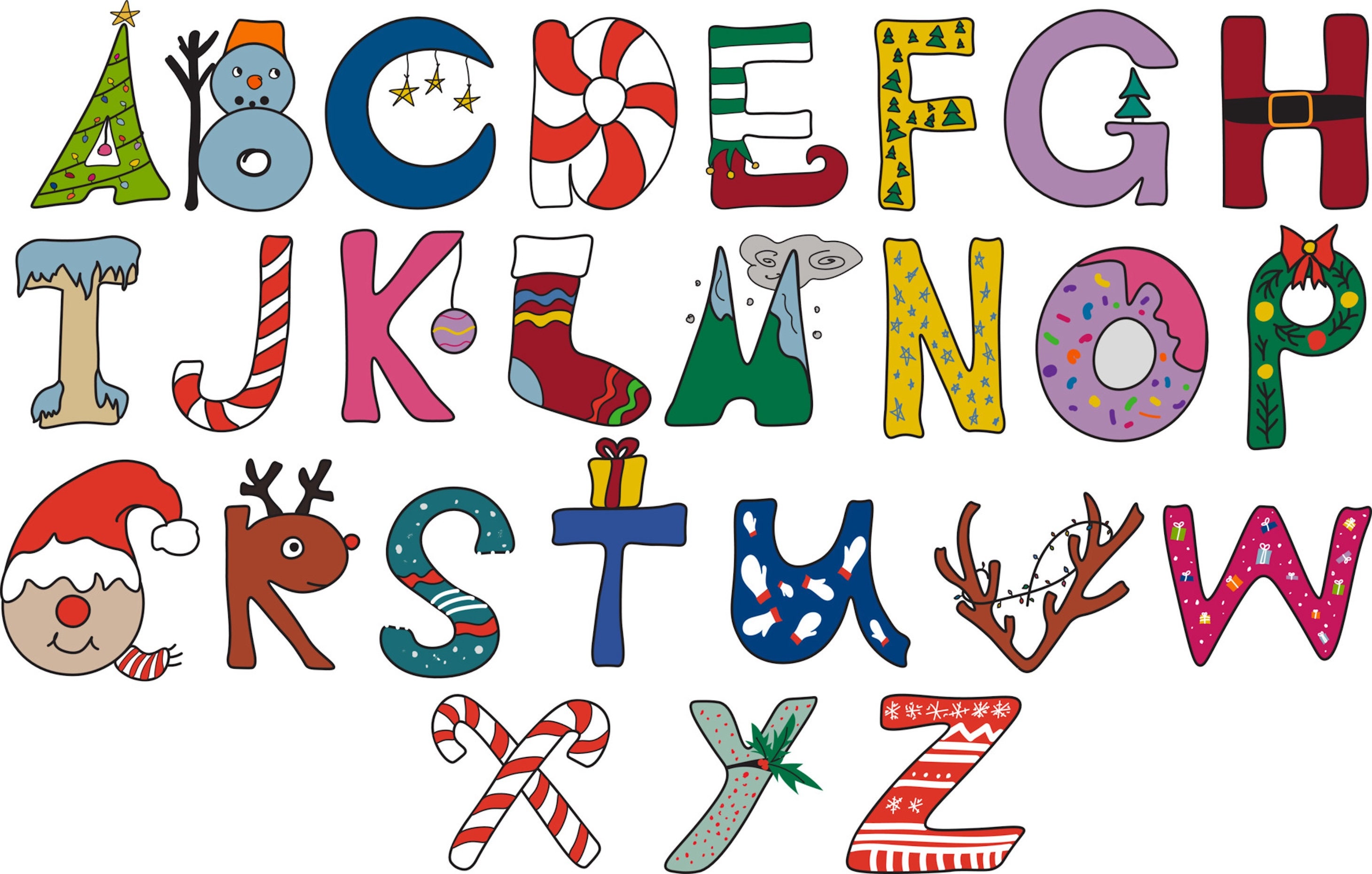 Christmas Alphabet Letters 10 Templates Typography to Infuse - Etsy