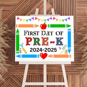 First Day of PRE-K Sign, Printable Photo Prop INSTANT ACCESS, First Day ...
