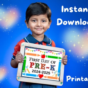 First Day of PRE-K Sign, Printable Photo Prop INSTANT ACCESS, First Day ...