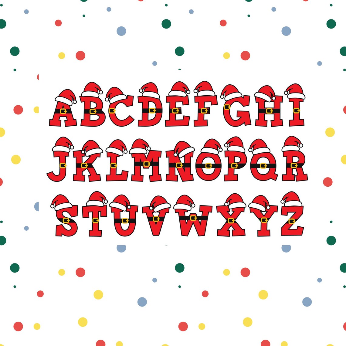 Santa Claus Alphabet Letters, Your Christmas Typography and Greeting ...