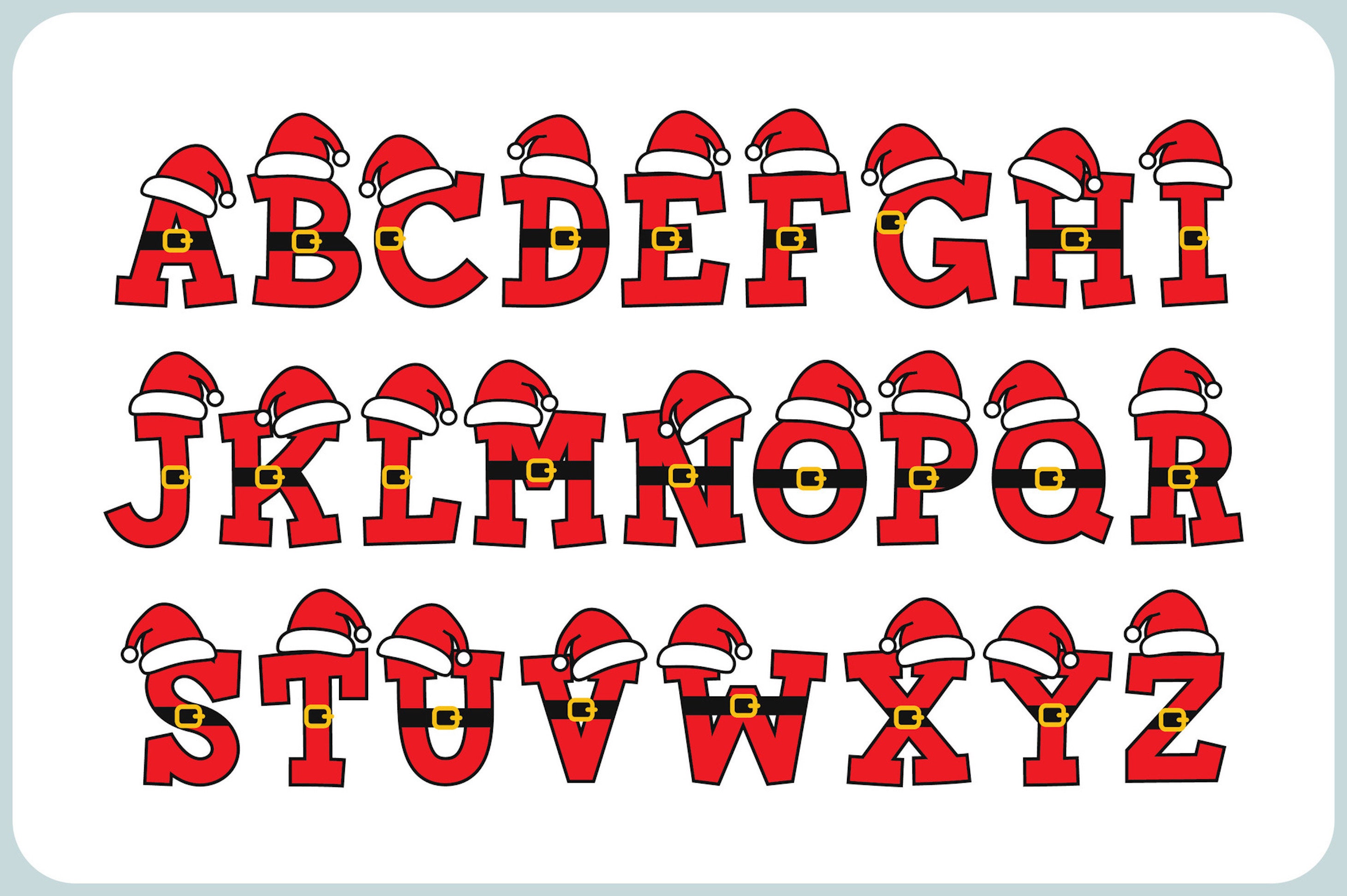 Santa Claus Alphabet Letters, Christmas Vector Typography - Etsy