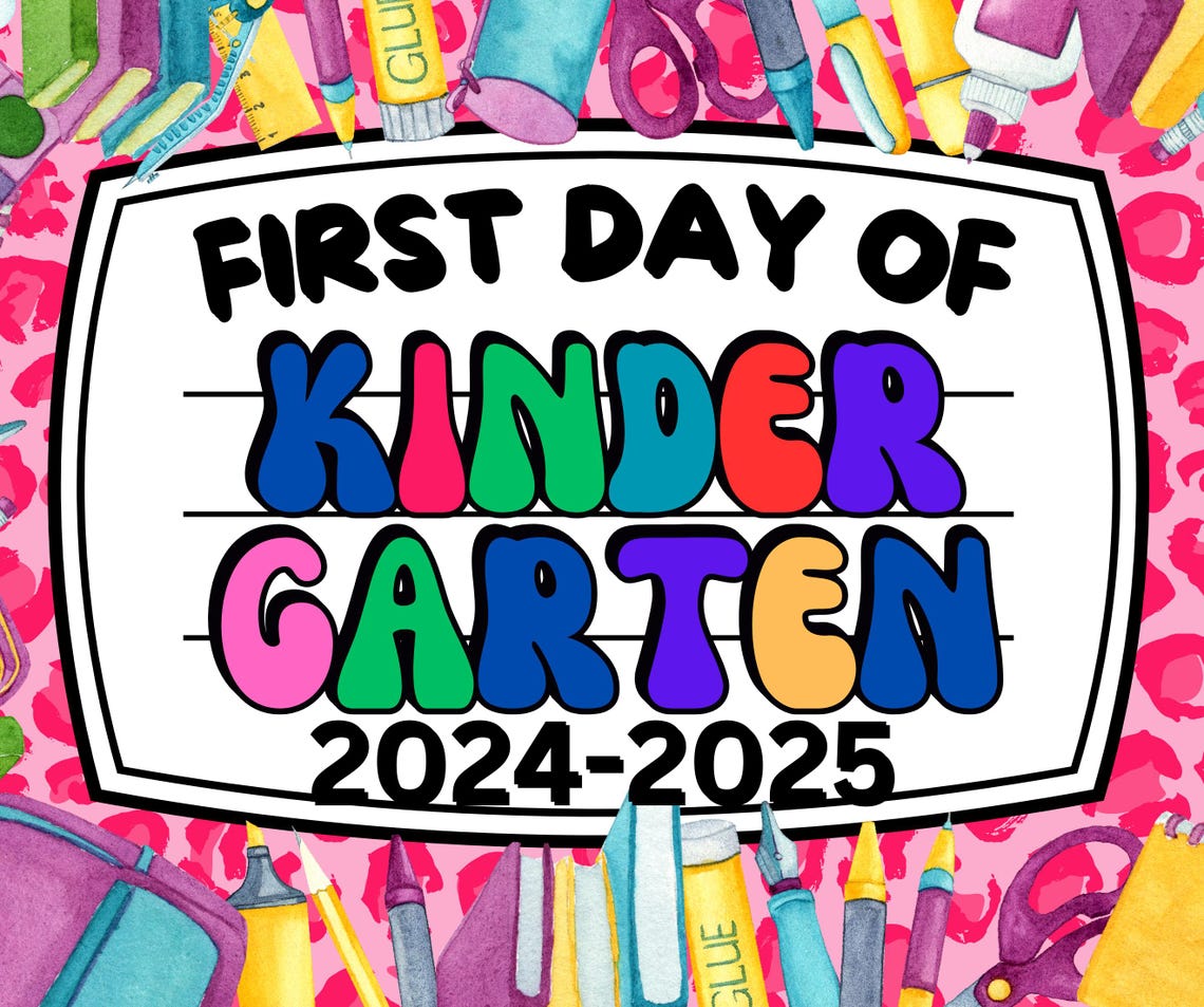First Day of Kindergarten Sign Template | Editable Printable Back to ...
