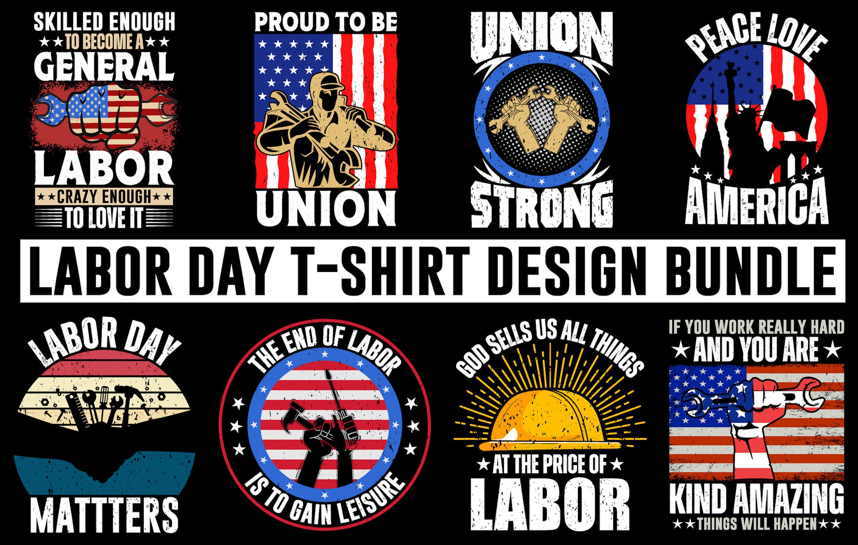Vintage Labor Day T-shirt Design Bundle, International Labor Day T ...