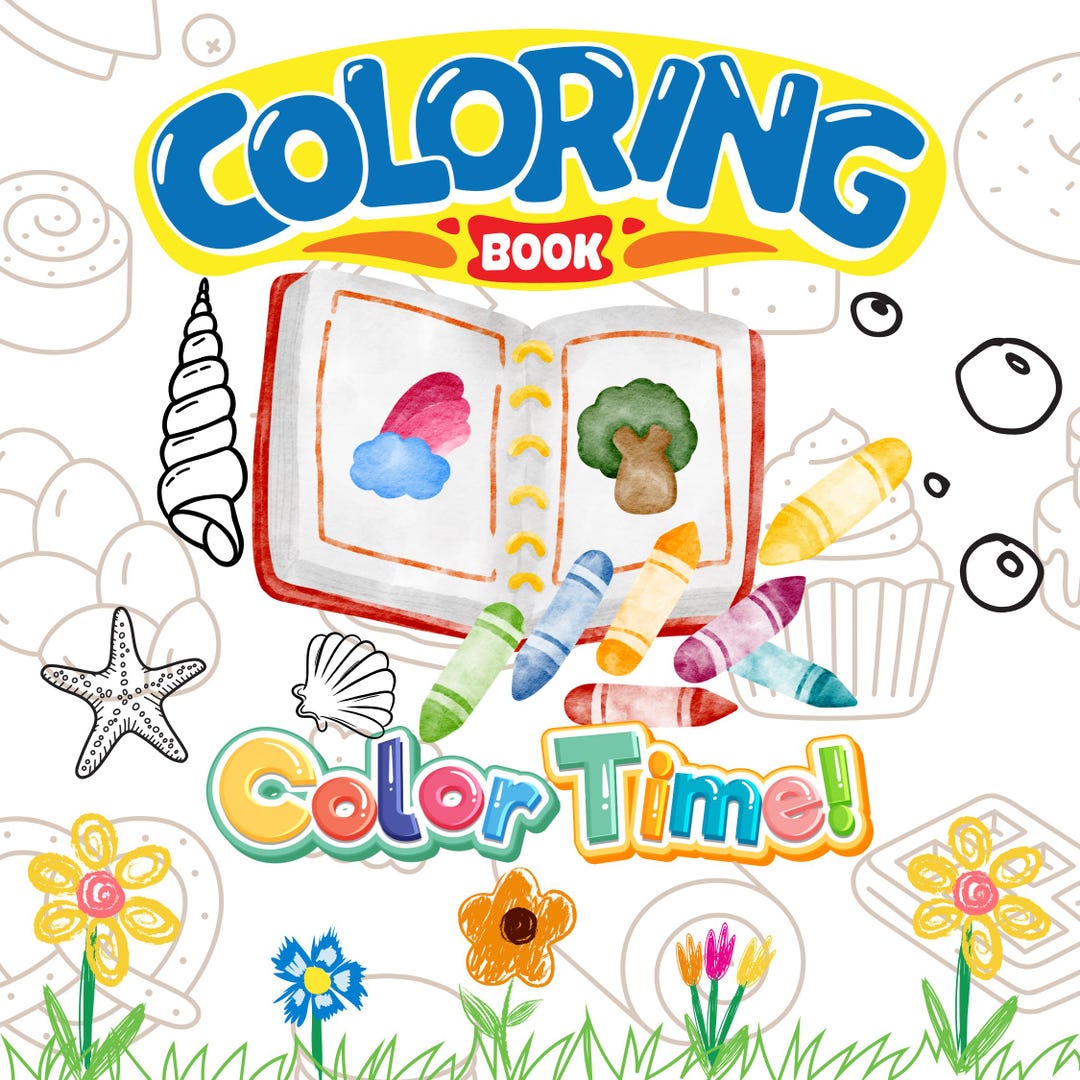 Wild Animal Coloring Pages for Kids, Simple Lines, Cartoon Style, Happy ...