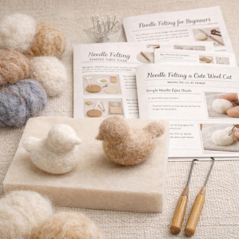 4 Bird Needle Felting Patterns Bundle, Beginner Wool Tutorial (PDF ...