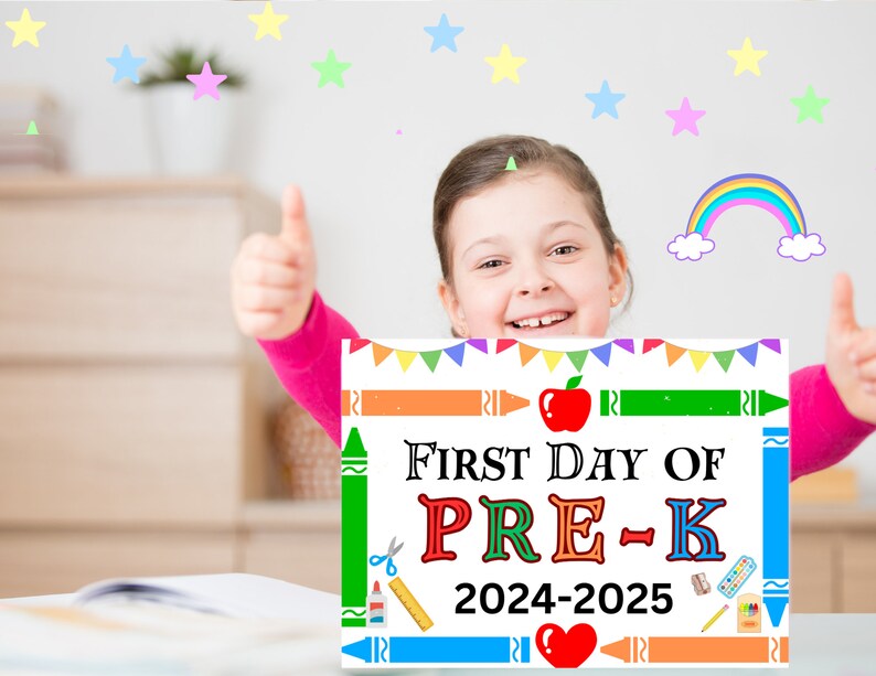 First Day of PRE-K Sign, Printable Photo Prop INSTANT ACCESS, First Day ...