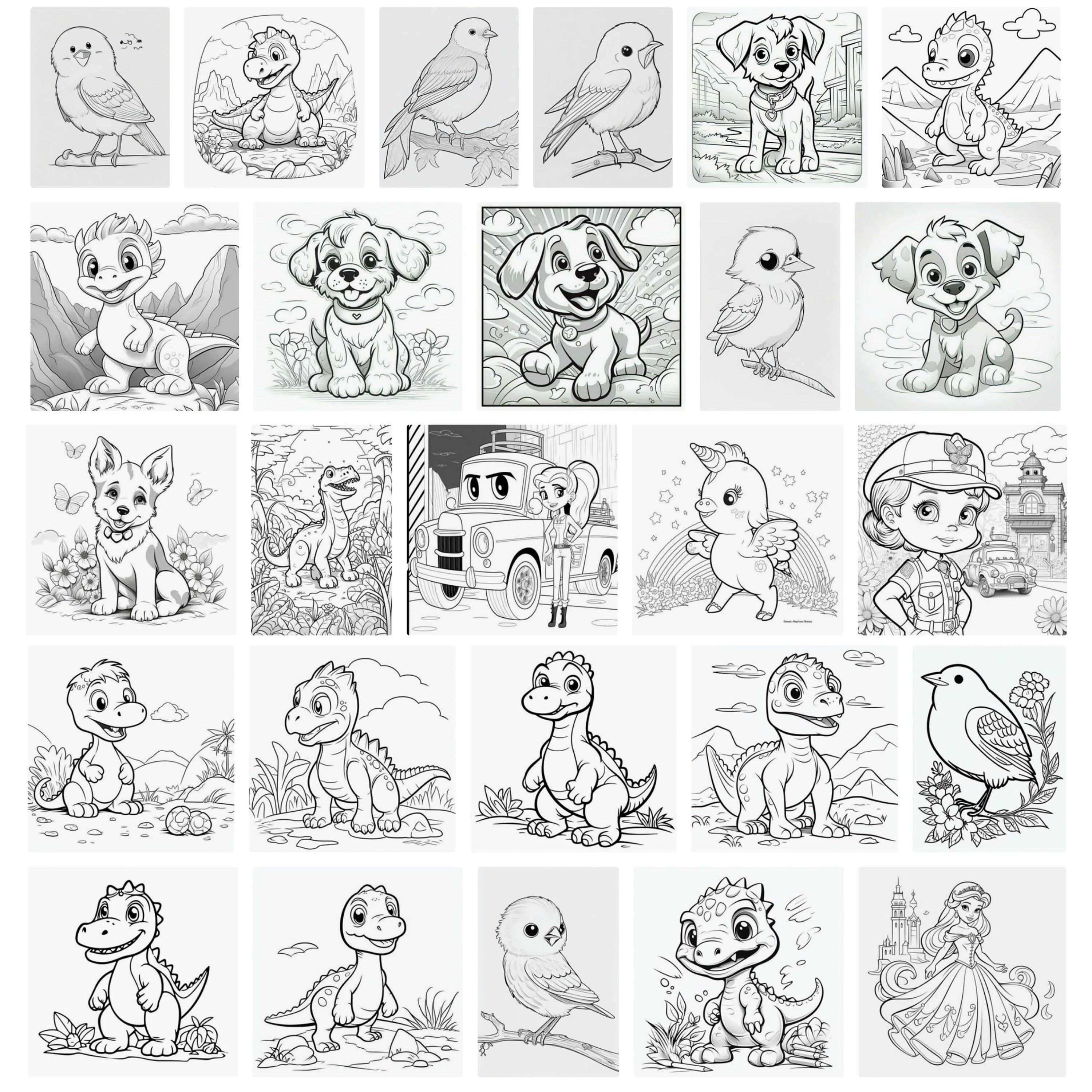 200+ Coloring Pages for Kids, Instant Access, Diverse Range of Themes ...