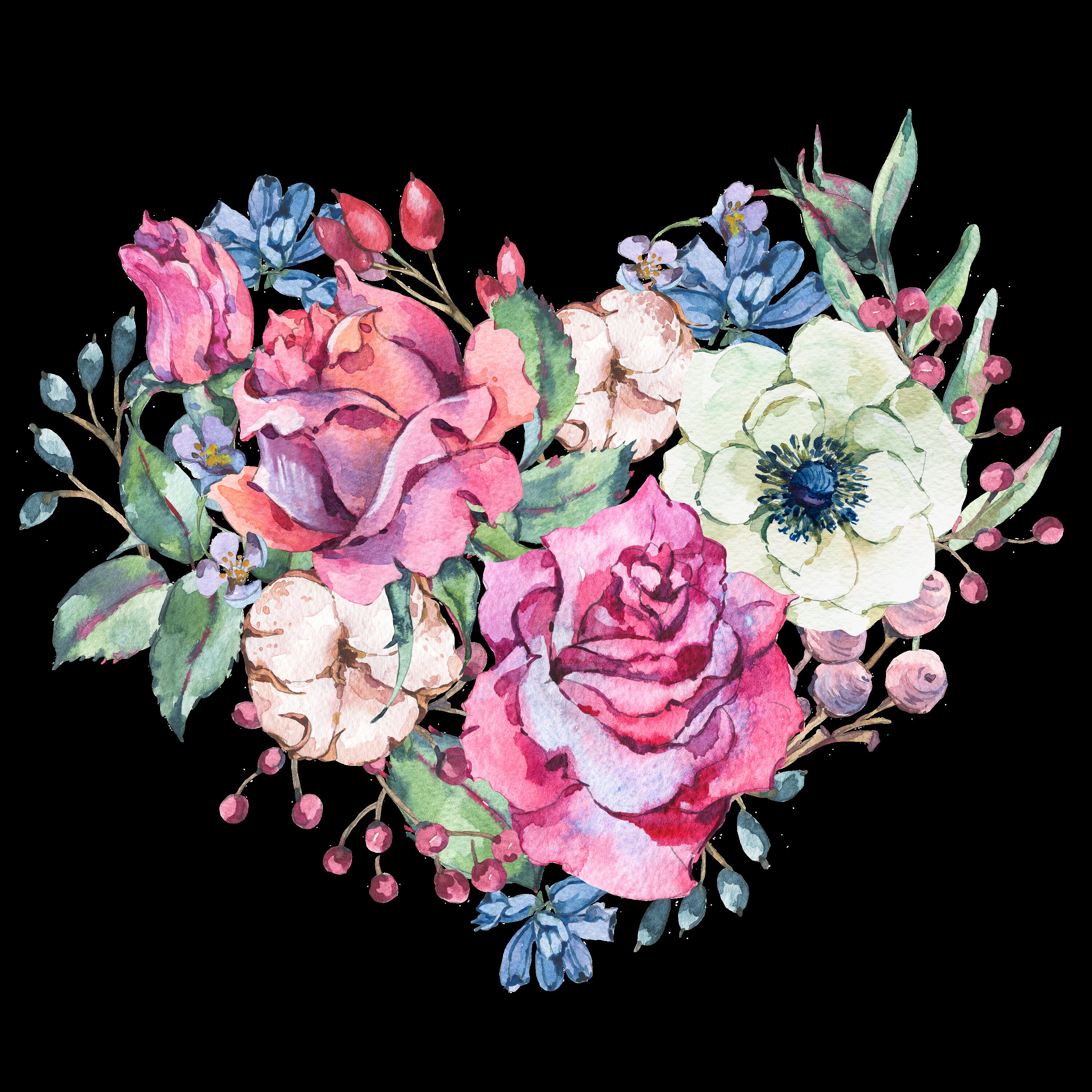 18 Watercolor Clipart Floral Heart Clipart, Papercraft, Forget Not ...