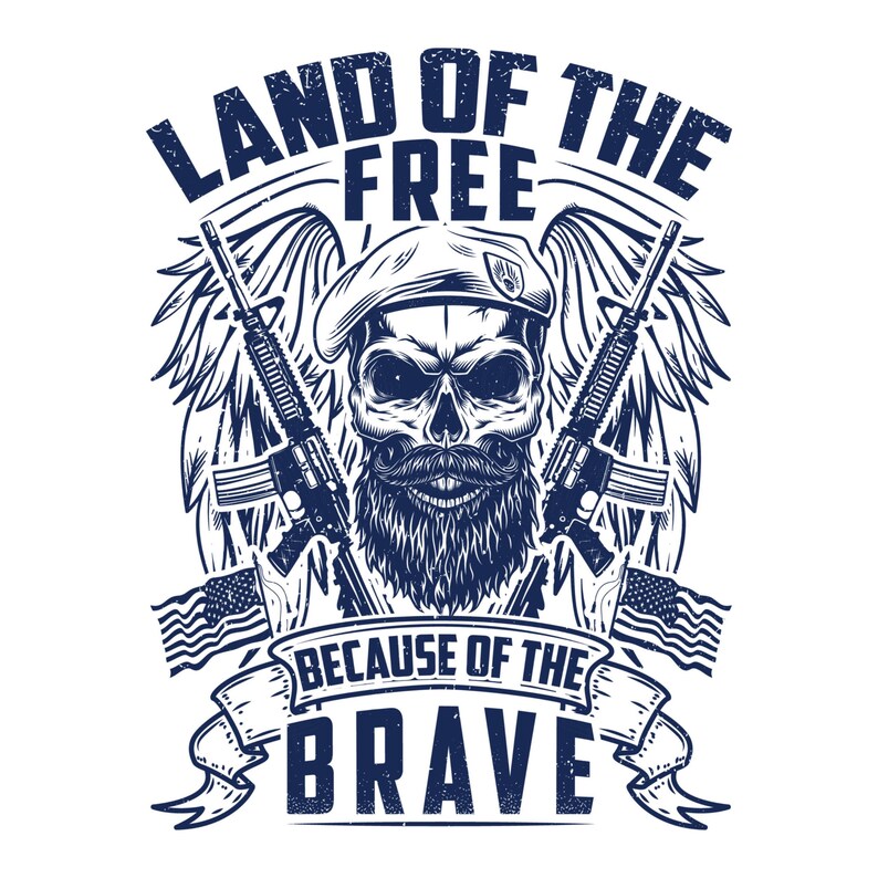 Land of the Free Because of the Brave. PNG for T-shirt Designs, Posters ...