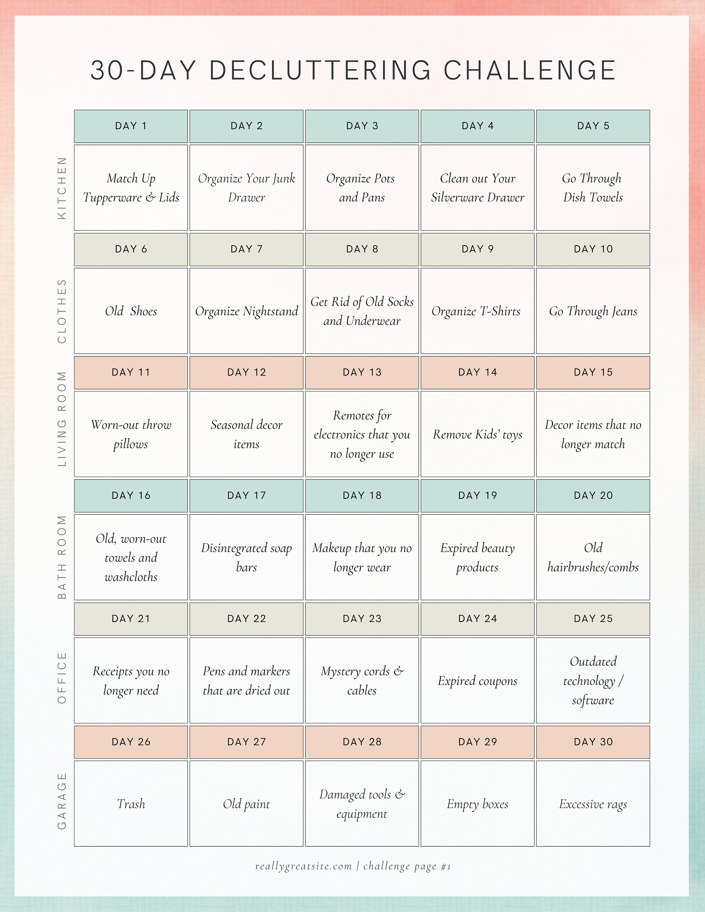 30 Day Decluttering Chart Declutter Your House and Life in - Etsy 30 Day Decluttering Chart Declutter Your House and Life in - Etsy