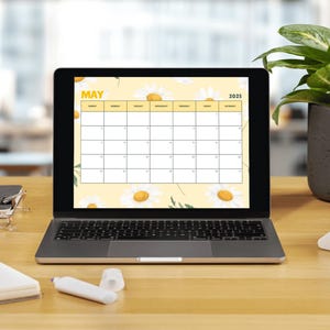 2025 Yellow and White Daisy Floral Monthly Wall Calendar, Digital Files ...