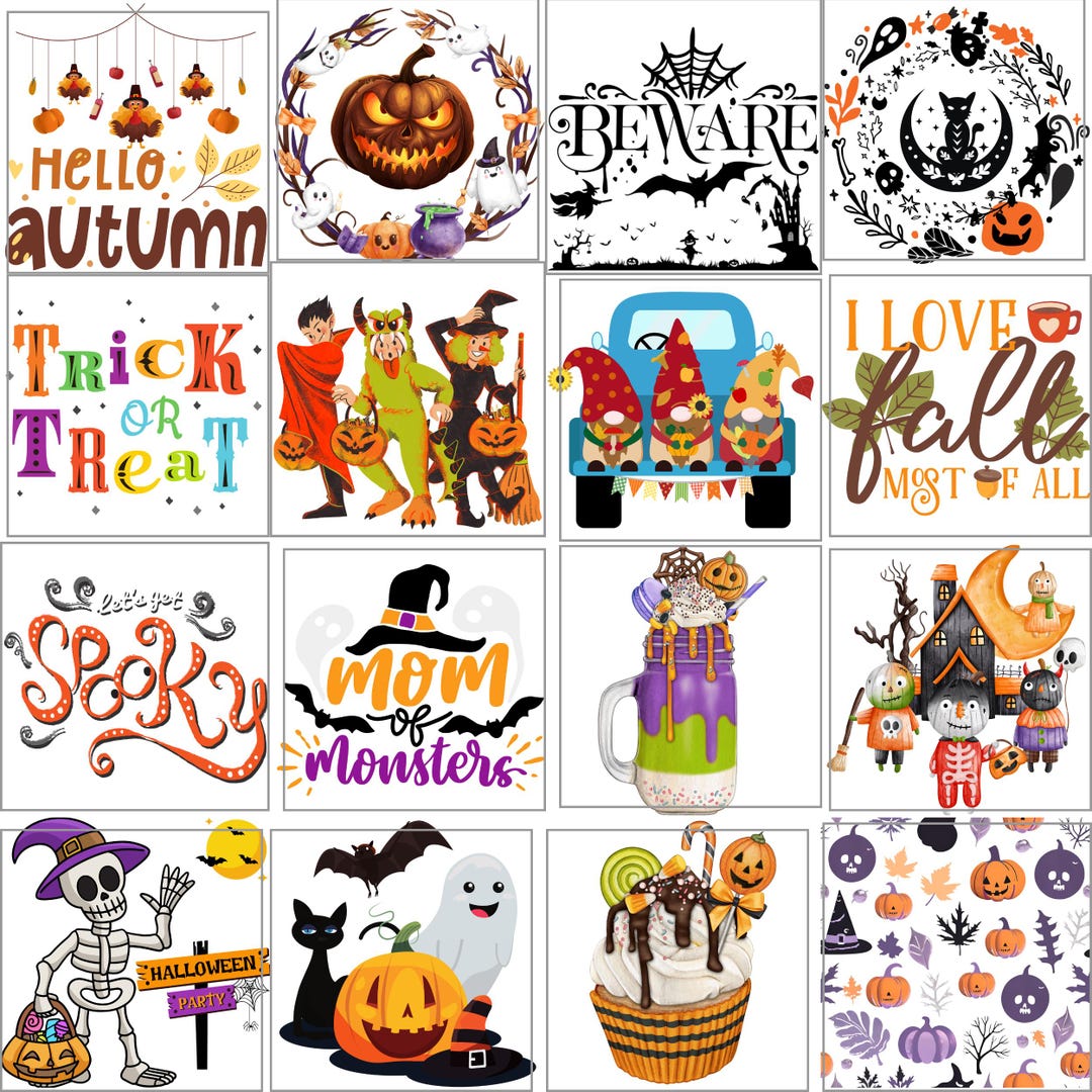 300+ Spooky Retro Fall Halloween Bundle PNG, High Resolution Halloween ...