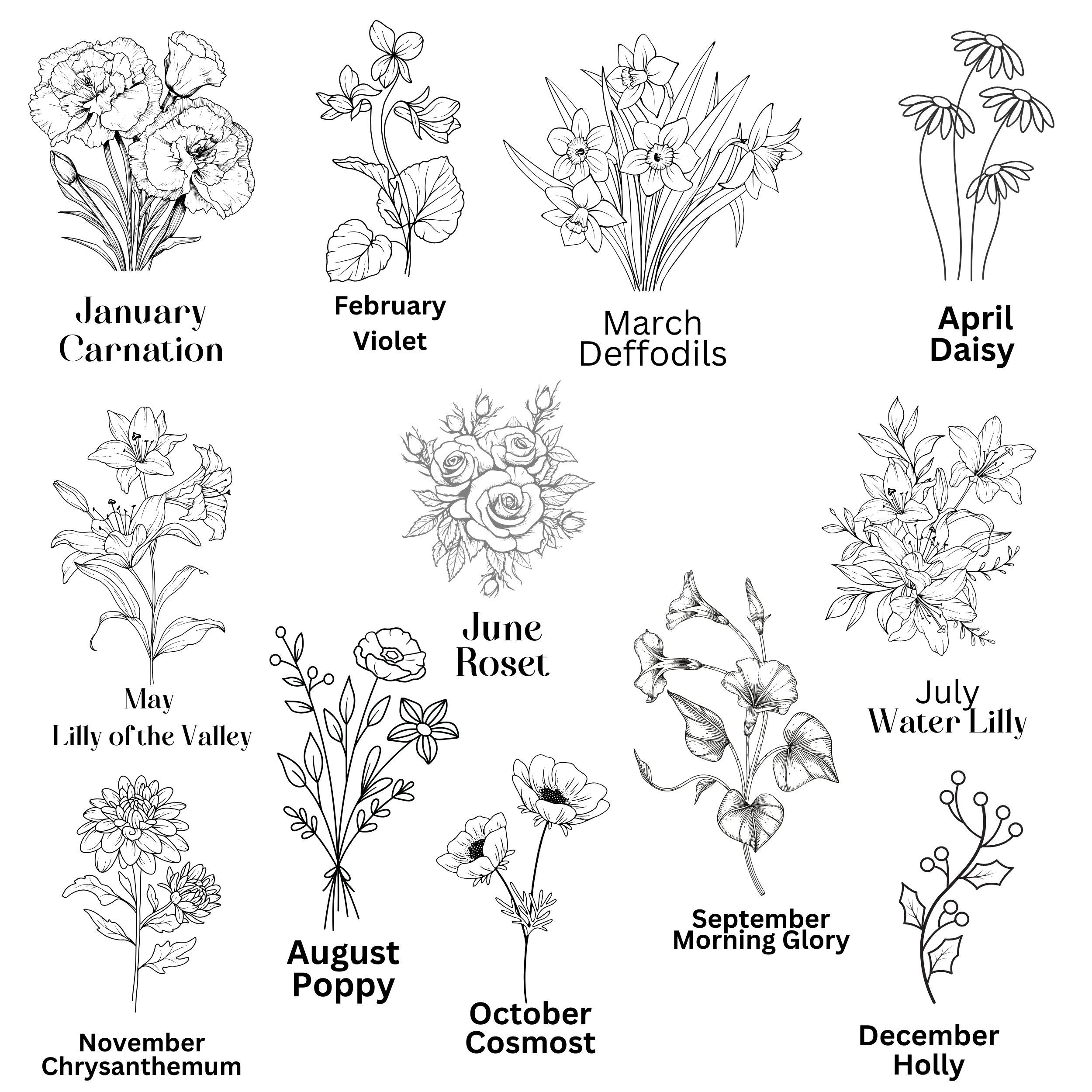 Birth Month Flower Bouquet SVG Bundle: Celebrate Each Month With ...