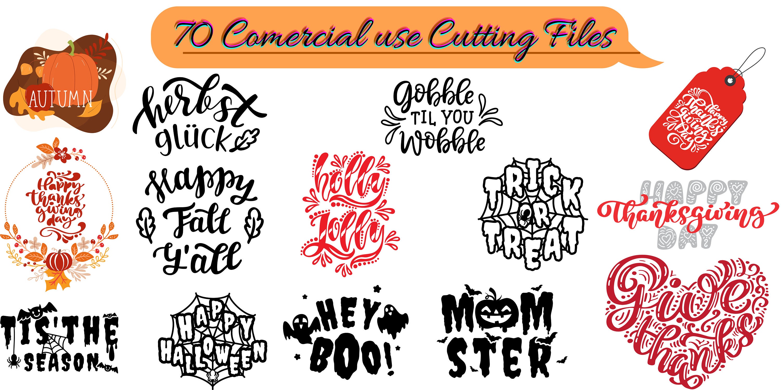 Fall Stickers SVG Mega Bundle, SVG Files for Cricut, Silhouette Cut ...