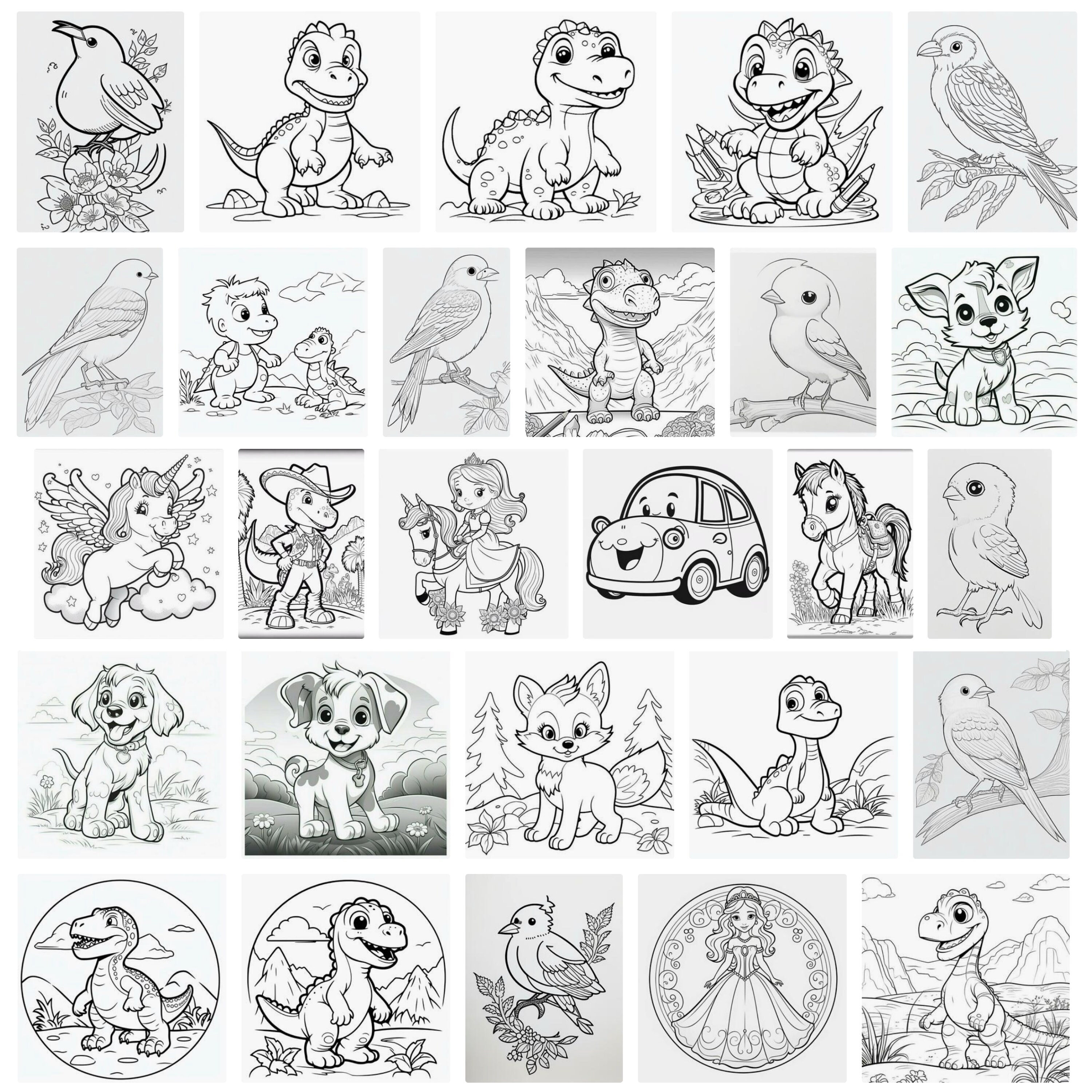 200 Coloring Pages for Kids, Instant Access, Diverse Range of Themes ...