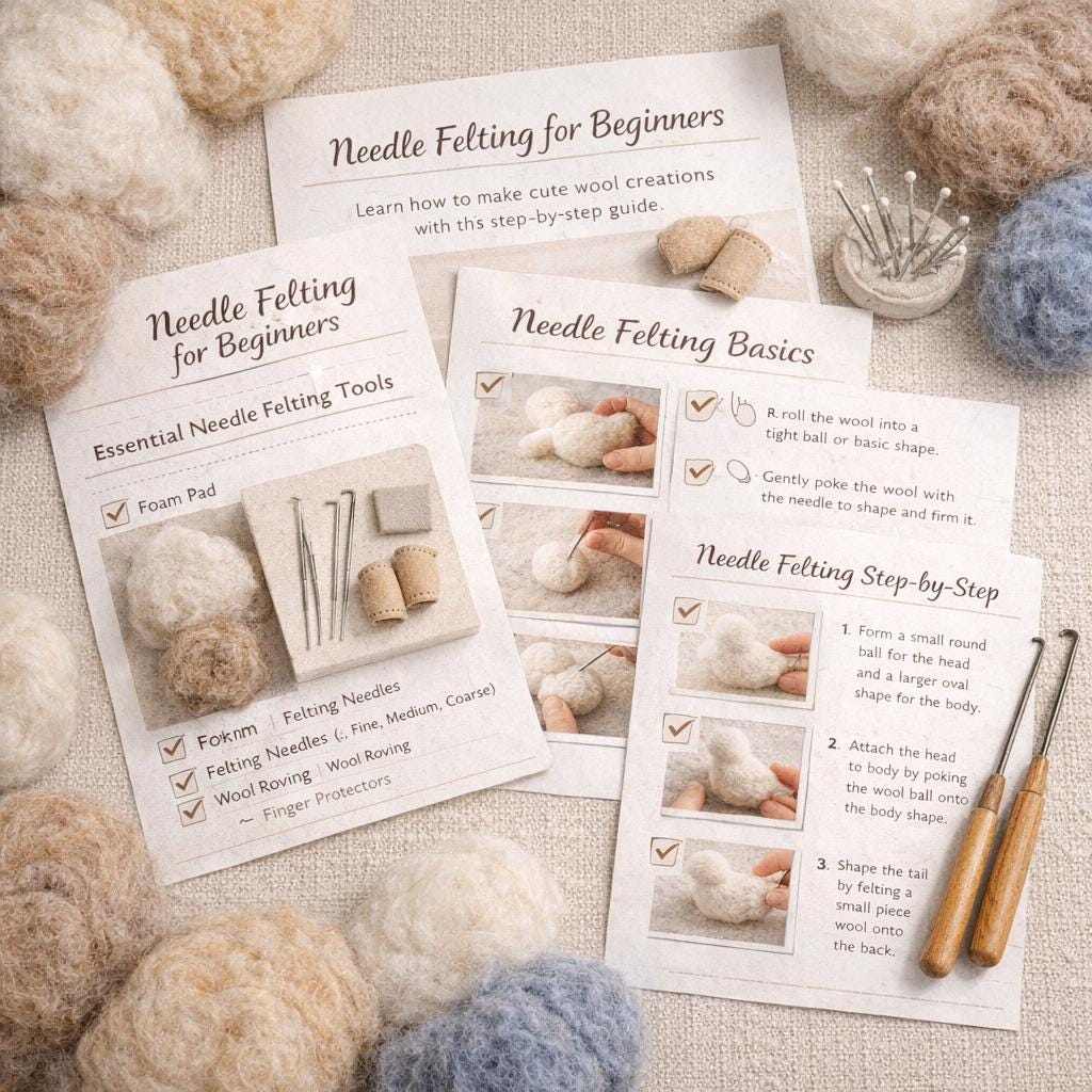 4 Bird Needle Felting Patterns Bundle, Beginner Wool Tutorial (PDF ...