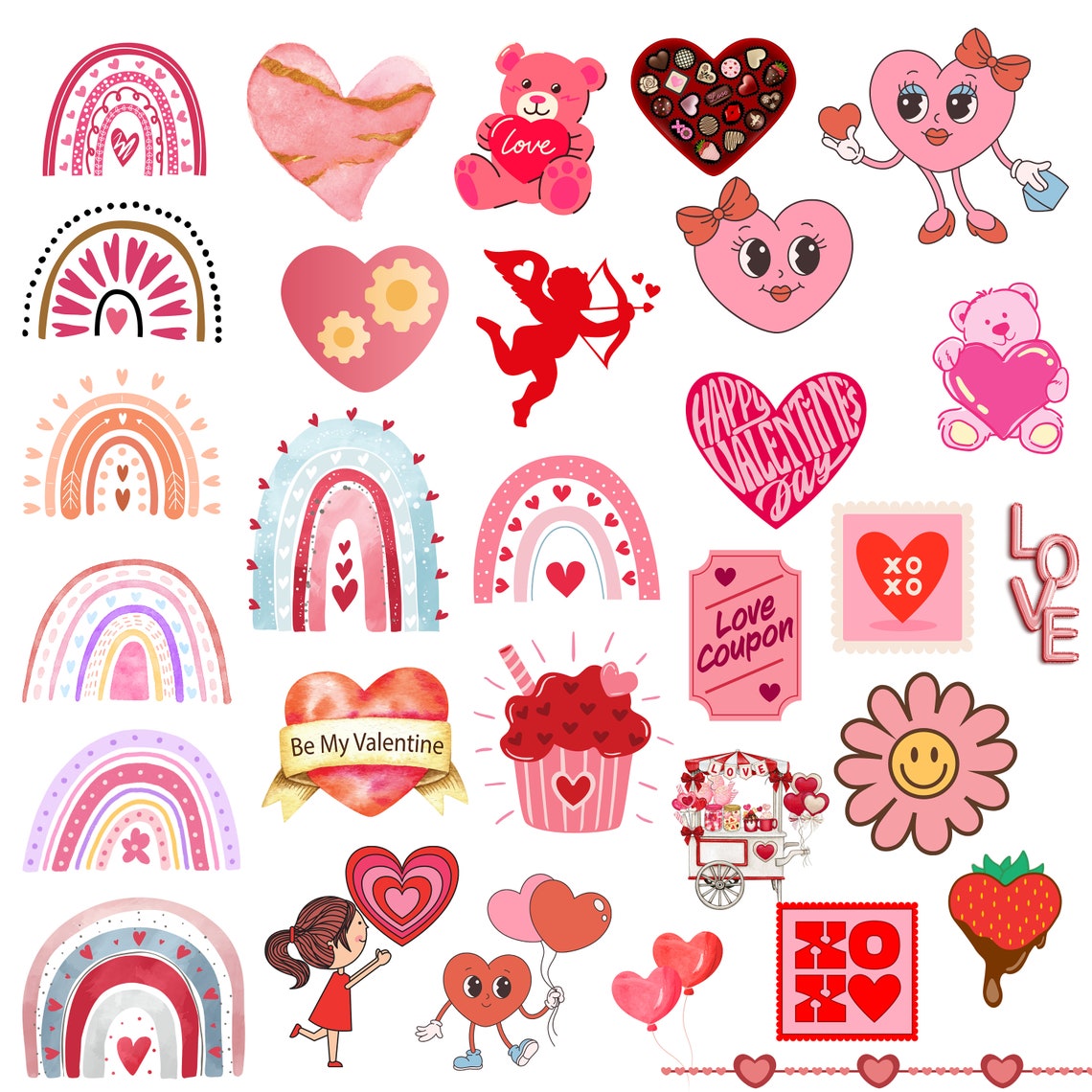 Valentine's Day Over 200 Graphic Clip Art - Instant Download - Cute ...