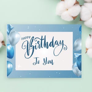 Blue and White Simple Happy Birthday Video - Elegant Personalized Video ...
