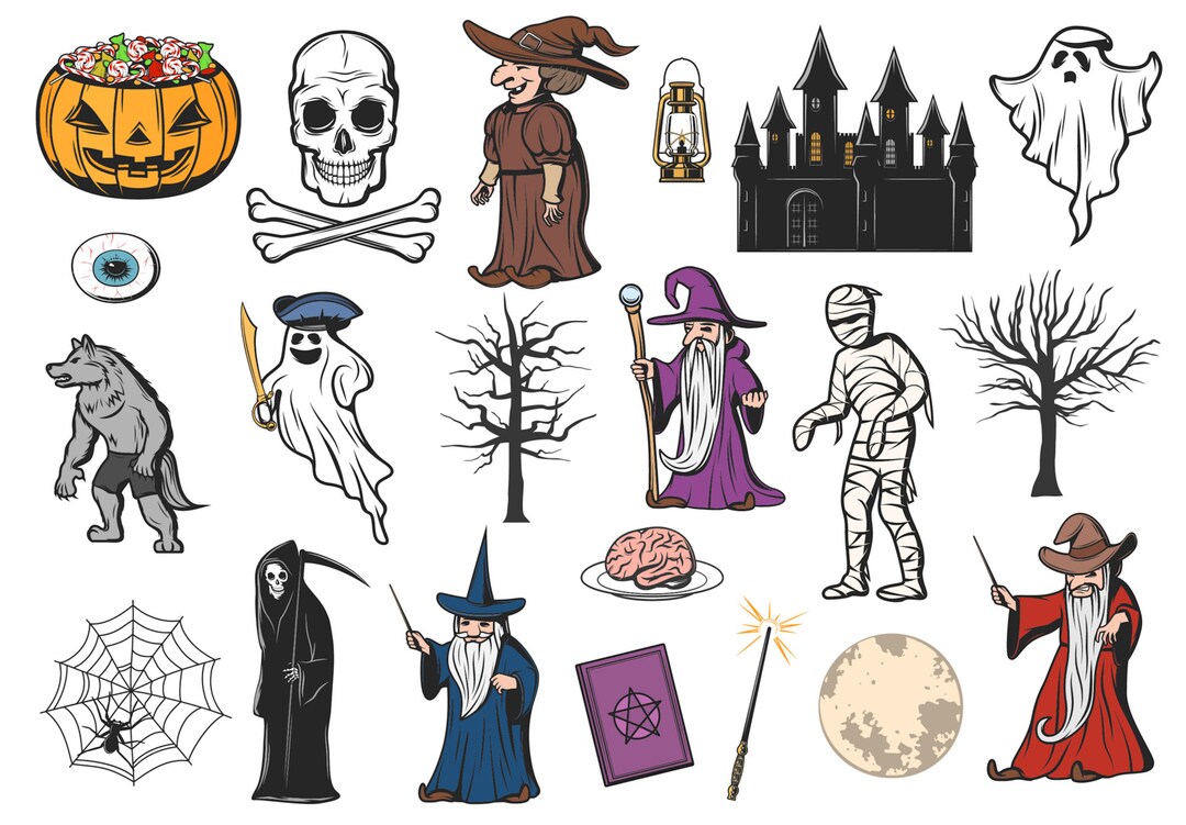 Spooktacular Halloween Icon Stickers: Ghosts, Witches, Mummies, and ...