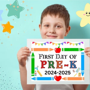 First Day of PRE-K Sign, Printable Photo Prop INSTANT ACCESS, First Day ...