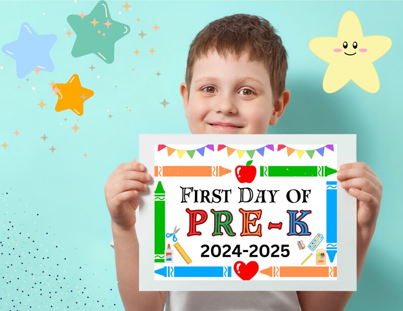 First Day of PRE-K Sign, Printable Photo Prop INSTANT ACCESS, First Day ...