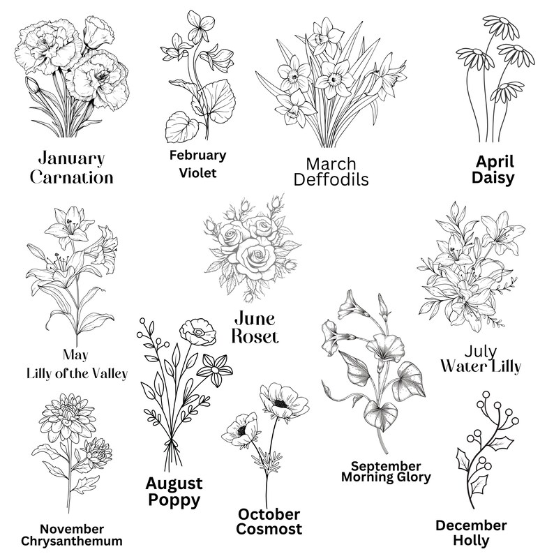 Birth Month Flower Bouquet SVG Bundle: Celebrate Each Month With ...