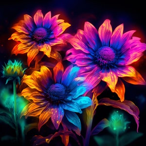 Seamless Vibrant Neon Sunflower Sublimation Design for 20oz Tumbler ...